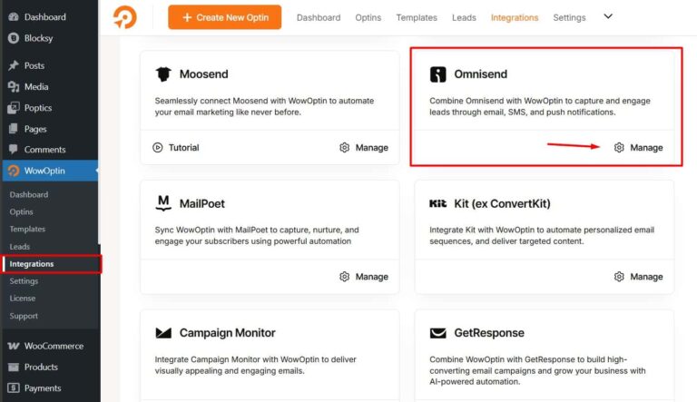 Omnisend Integration - WowOptin