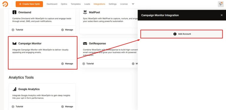 Campaign Monitor Integration - WowOptin