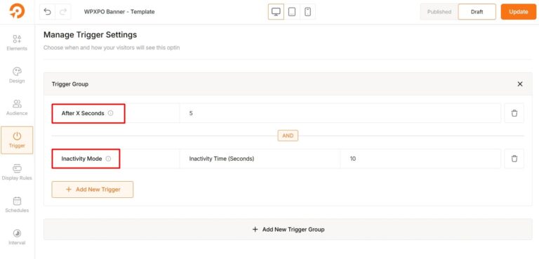 Trigger Settings - WowOptin