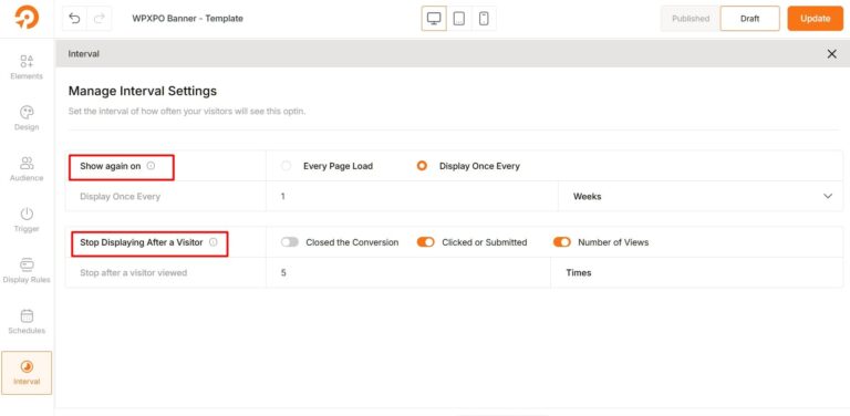 Interval Settings - WowOptin